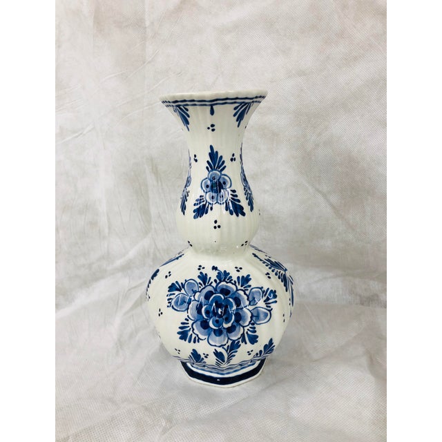 Vintage Delft Floral Pattern Vase | Chairish