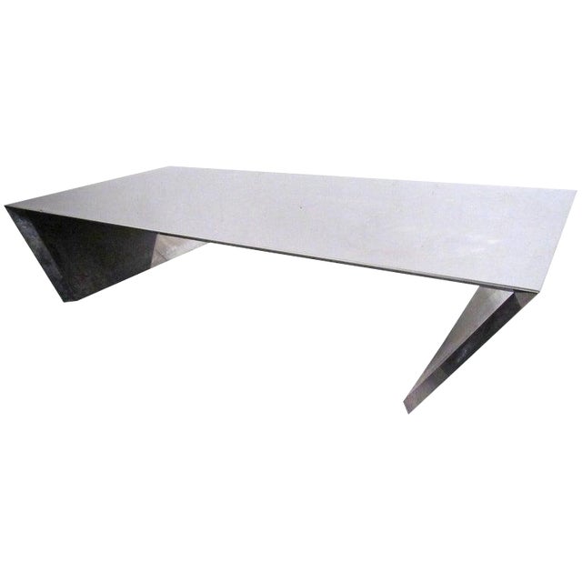 Modern Stainless Steel Coffee Table | Chairish