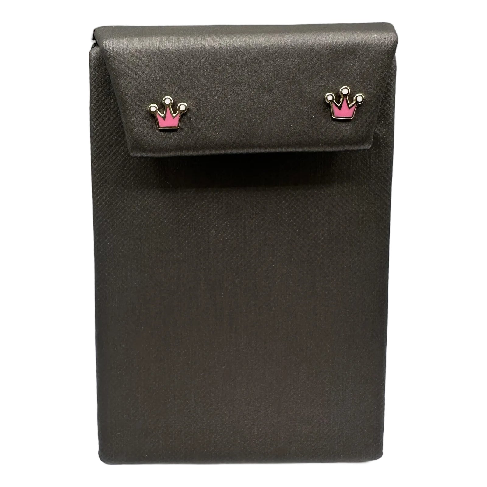Enamel Crown Studs in 14kt Yellow Gold – Pink and White Enamel, 5.75mm ...