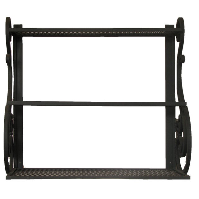 Custom French Black Iron Wall Shelf | Chairish