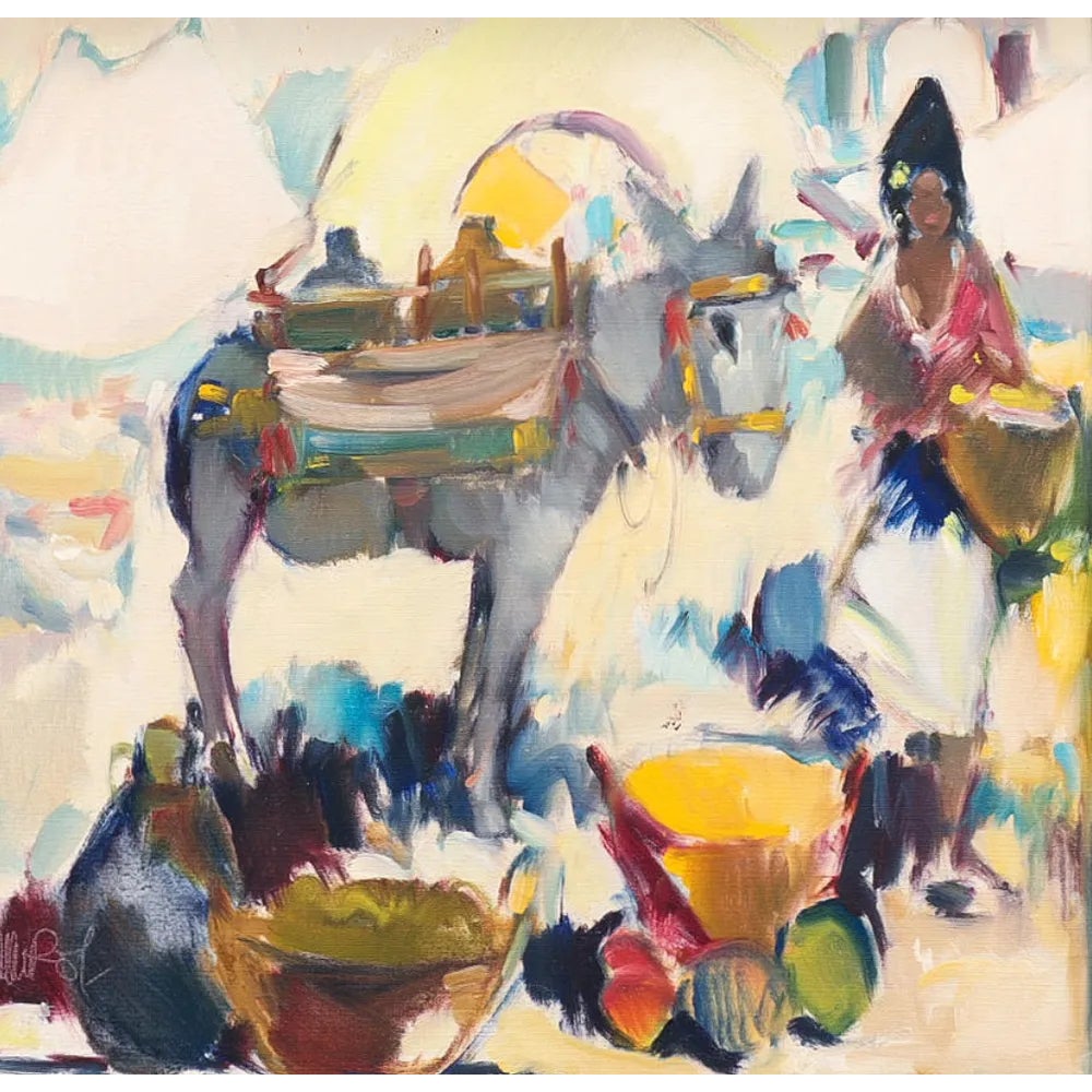 Willem Jilts Pol, Market Scene with a Donkey, 1960s, Oil on Canvas ...