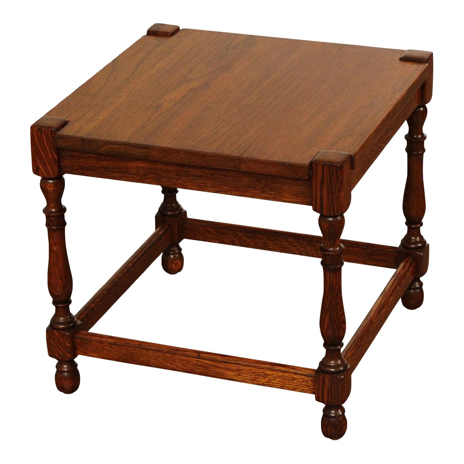 William & Mary Style Oak Square Top Taboret Side Table | Chairish