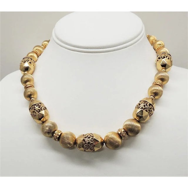 Vintage 1960s Signed Monet Goldtone Chunky Beaded Necklace Chairish