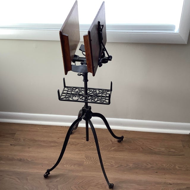 1800's Oak and Cast Iron Book Stand | Chairish