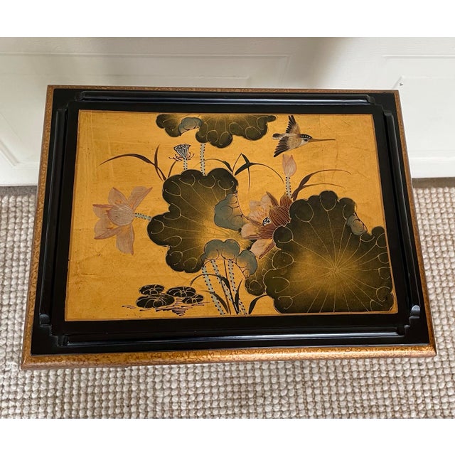 Mid 20th Century Vintage Chinese Hand-Painted Lotus Leaf Nesting Tables ...