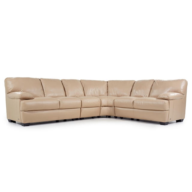 Natuzzi Mid Century Leather Sectional Sofa | Chairish