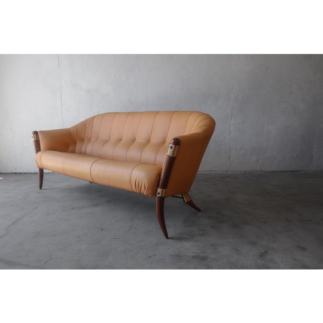 Pacific Green Leather 3-Seater Lima Sofa | Chairish