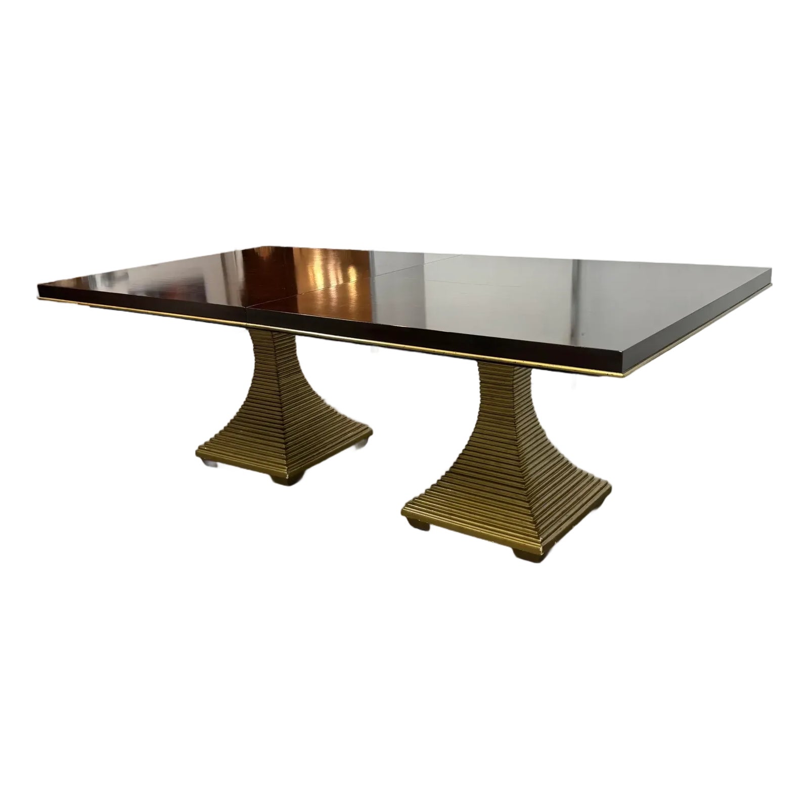 Bernhardt Jet Set Double Pedestal Extension Dining Table, Caviar | Chairish