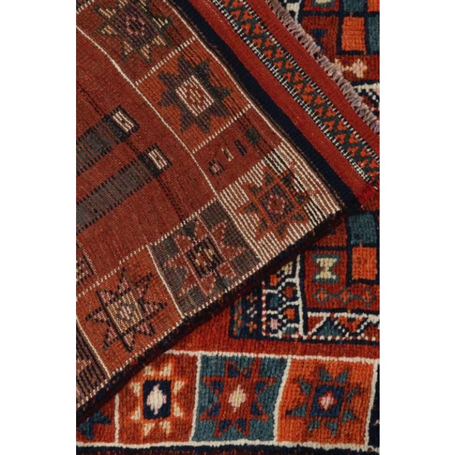 1950s Vintage Tribal Rug in Orange, Red and Blue Pictorial Patterns ...