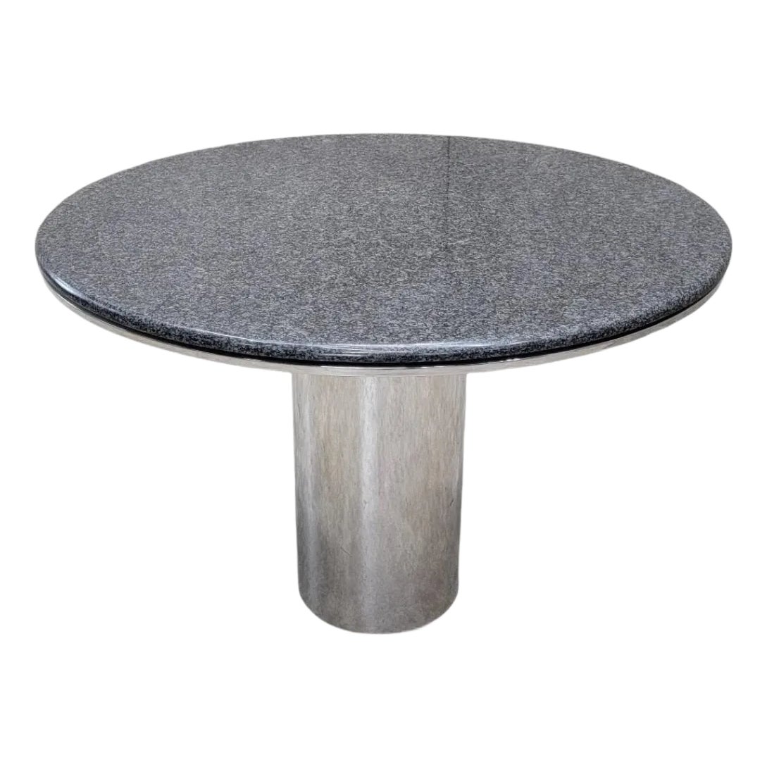 Mid Century Modern Anello Stainless Steel Pedestal and Granite Table by ...