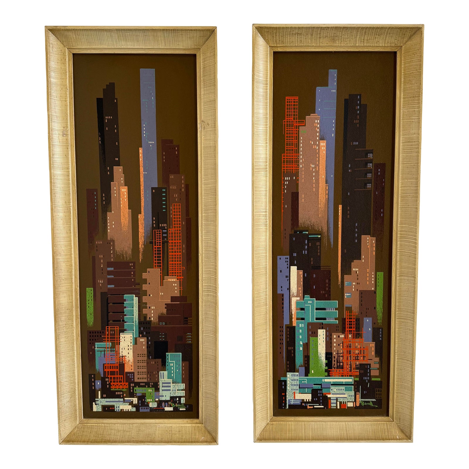Pair of Charles Ragland Gunnel Cityscape Prints | Chairish