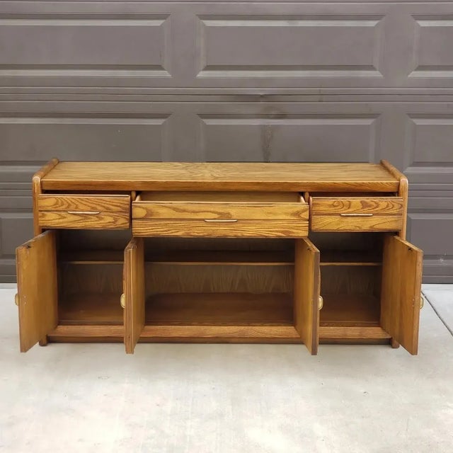 1980's Oak Arched Buffet | Chairish