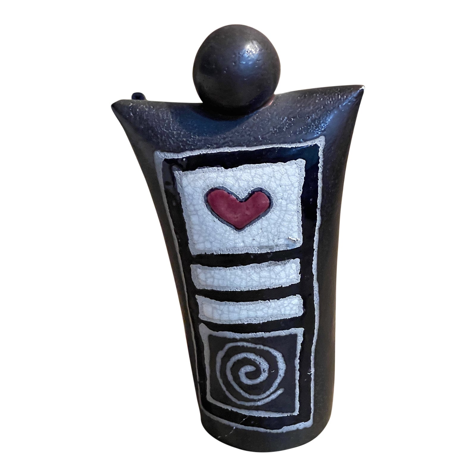 1980s Barbara Hertel Ceramic Spirit People Rattle Raku Studio Pottery ...