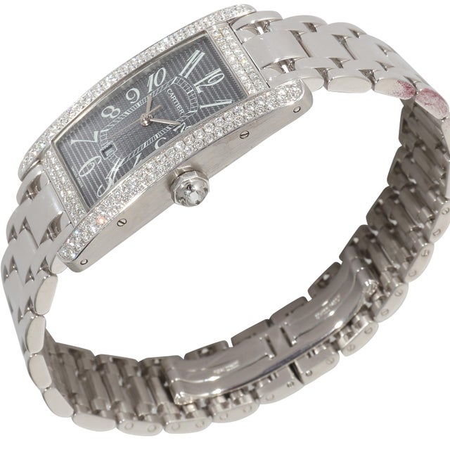Cartier Tank Americaine De 2490 Women's Watch In 18K White Gold | Chairish