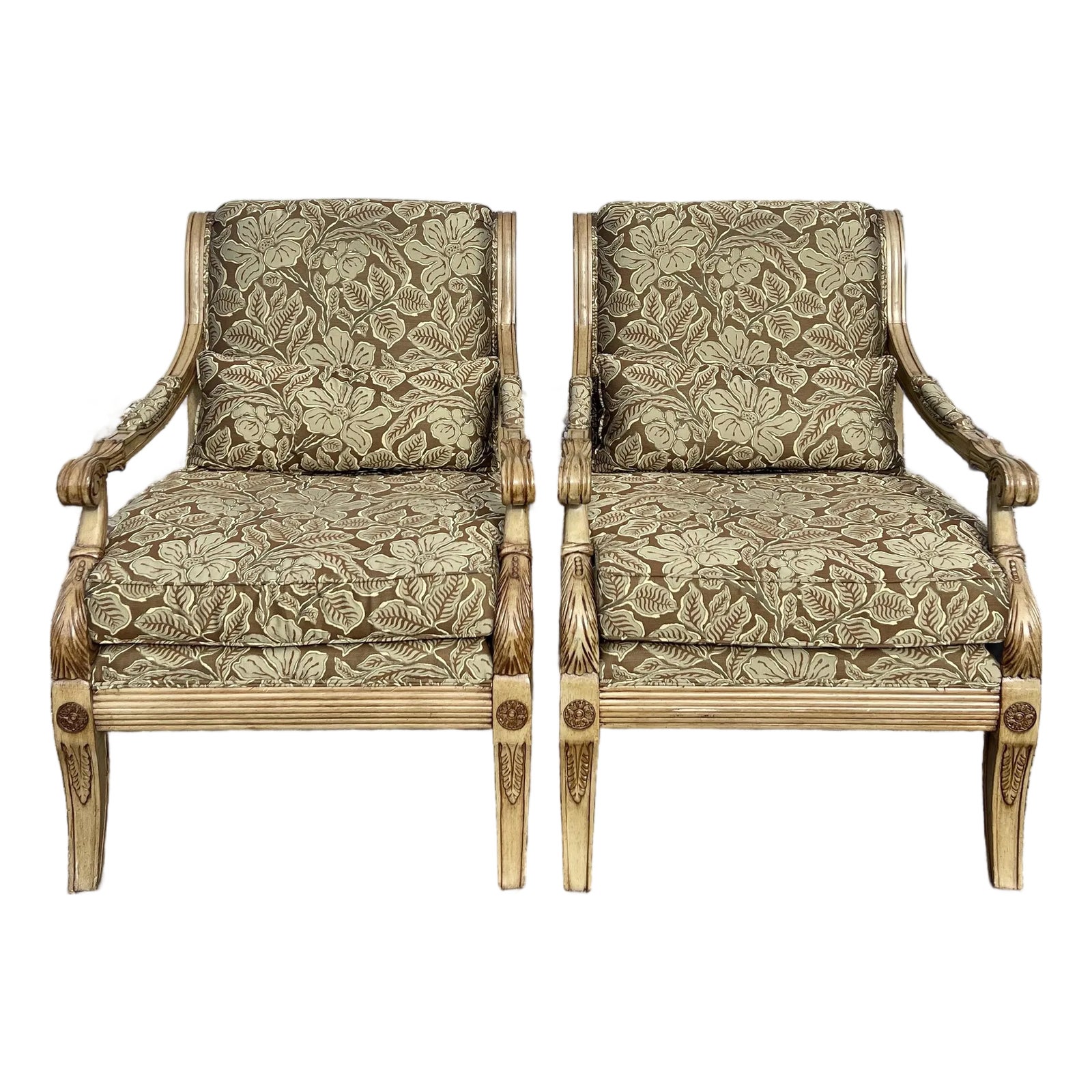 Henredon Rococo Style Lounge Chairs - A Pair | Chairish