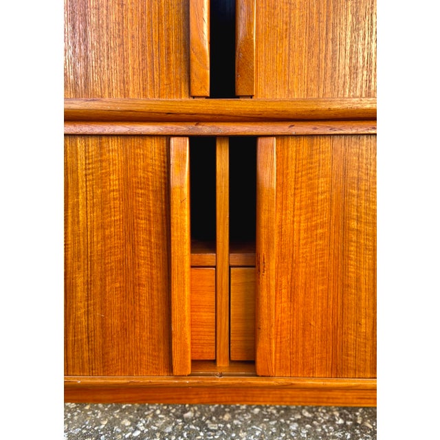 Danish Modern Teak Tambour Highboy Storage Cabinet | in the Style of Hp ...