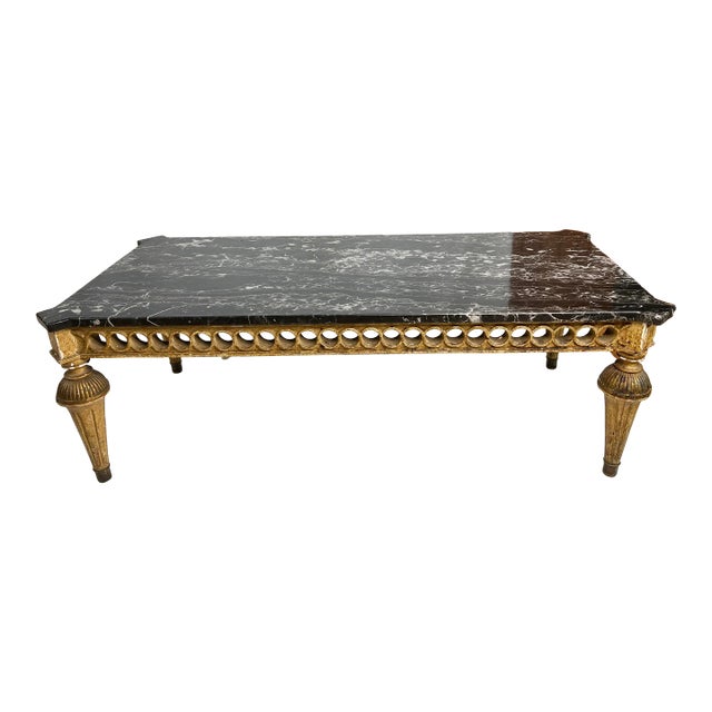 Vintage Hollywood Regency Marble Top Gold Coffee Table | Chairish