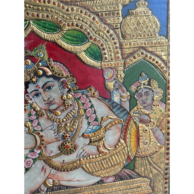 1950s Mid Century Tanjore Painting Krishna South India Indian Gold ...