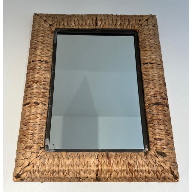 1970s Large Rectangular Rope Mirror | Chairish