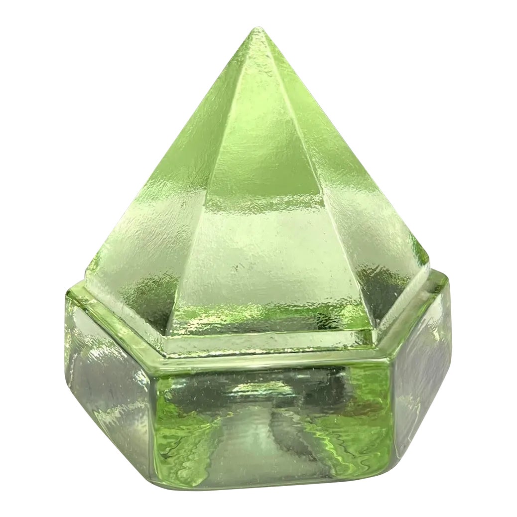 Large Glass Pyramid Paper Weight | Chairish