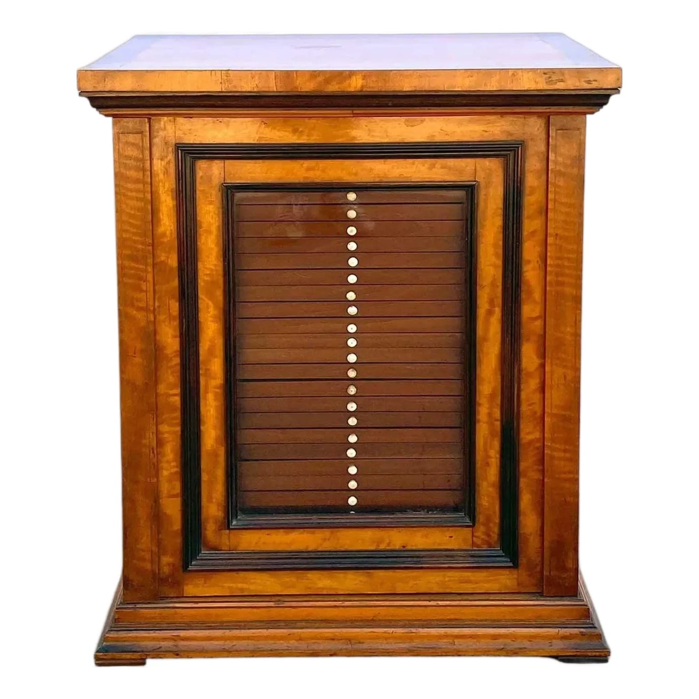 19th Century Flemish Burled Birch Glazed Door Microscope Slide Table ...