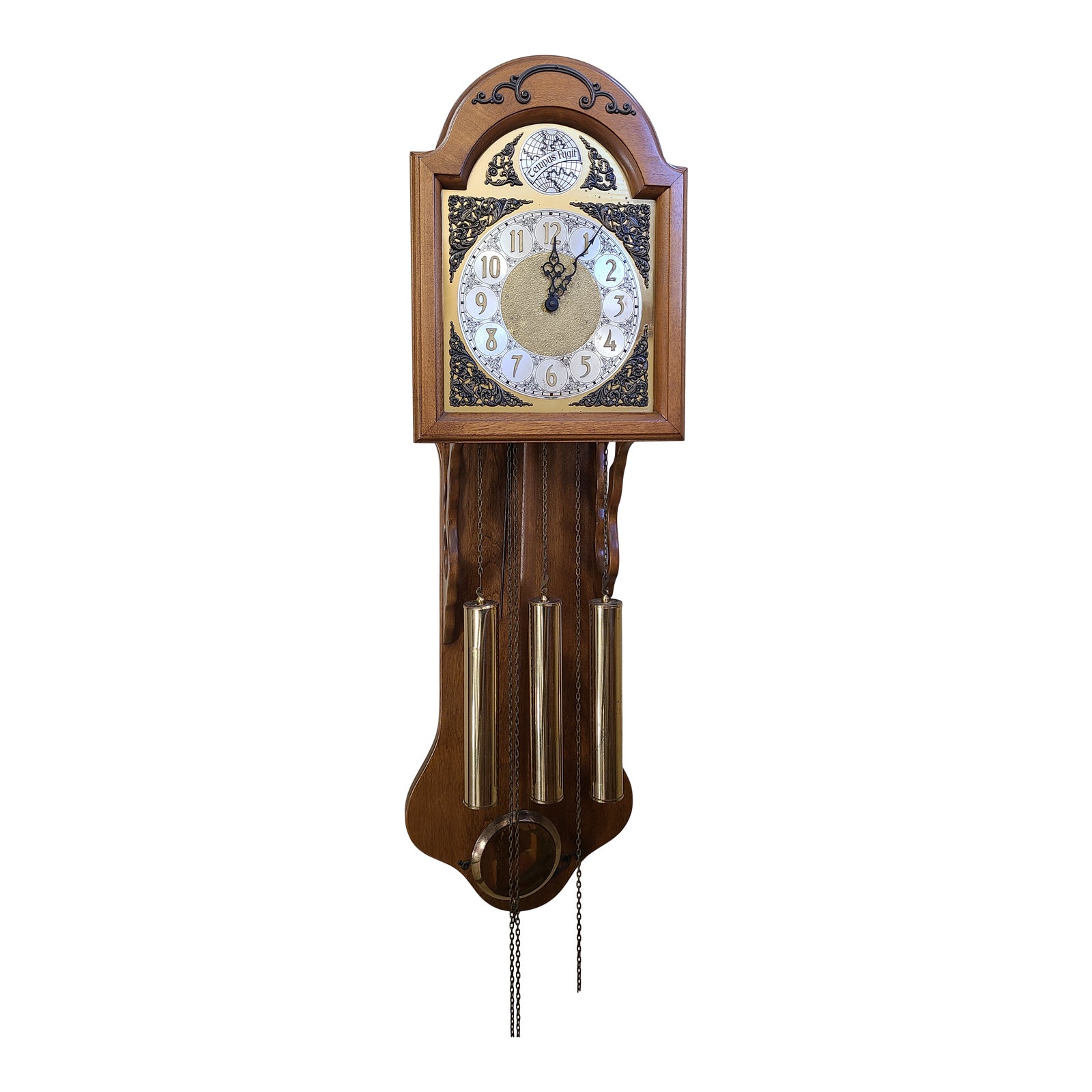 1980s Friesian Tail-Style Hanging Grandfather Wall Clock | Chairish