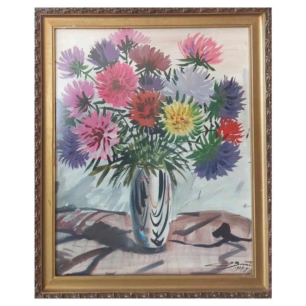 Janis Brekte, Aster Flowers, Watercolor on Paper, 1977 | Chairish