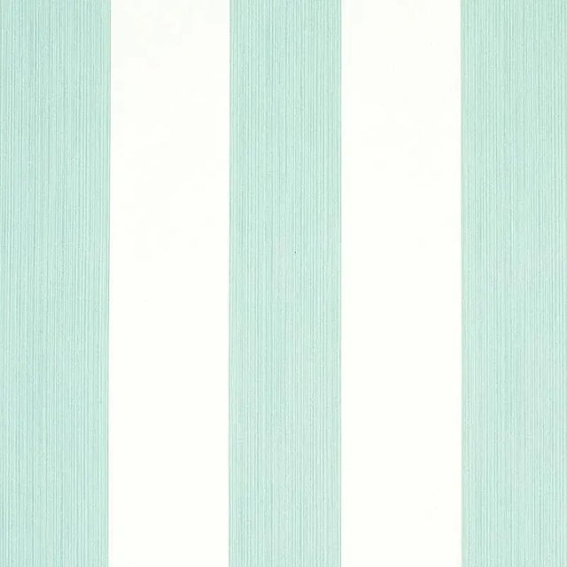 Schumacher Edwin Stripe Wide Wallpaper in Seaglass | Chairish