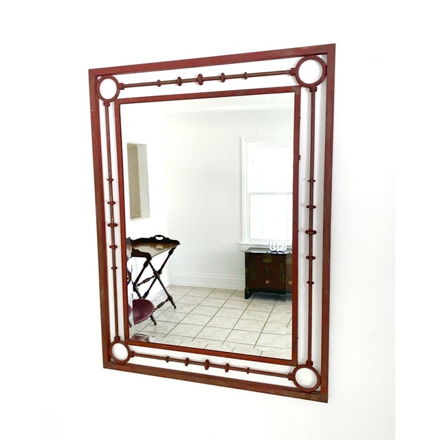 1950s Burnt Sienna Wrought Iron Rectangular Wall Mirror | Chairish