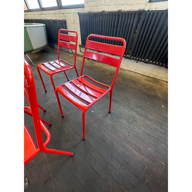 Contemporary Steel Stacking Side Chair Set of 4 | Chairish