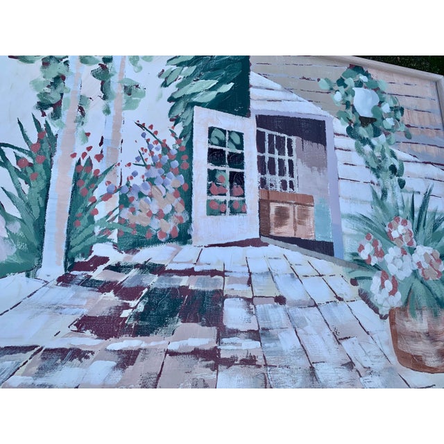 Late 20th Century Postmodern Style Oil Painting on Canvas of a Veranda ...