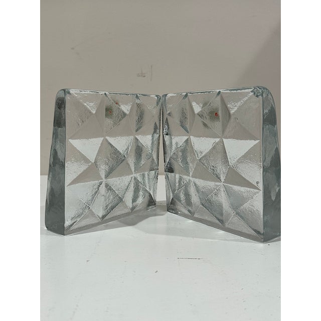 Vintage 1960s Blenko Glass Block Bookends - a Pair | Chairish