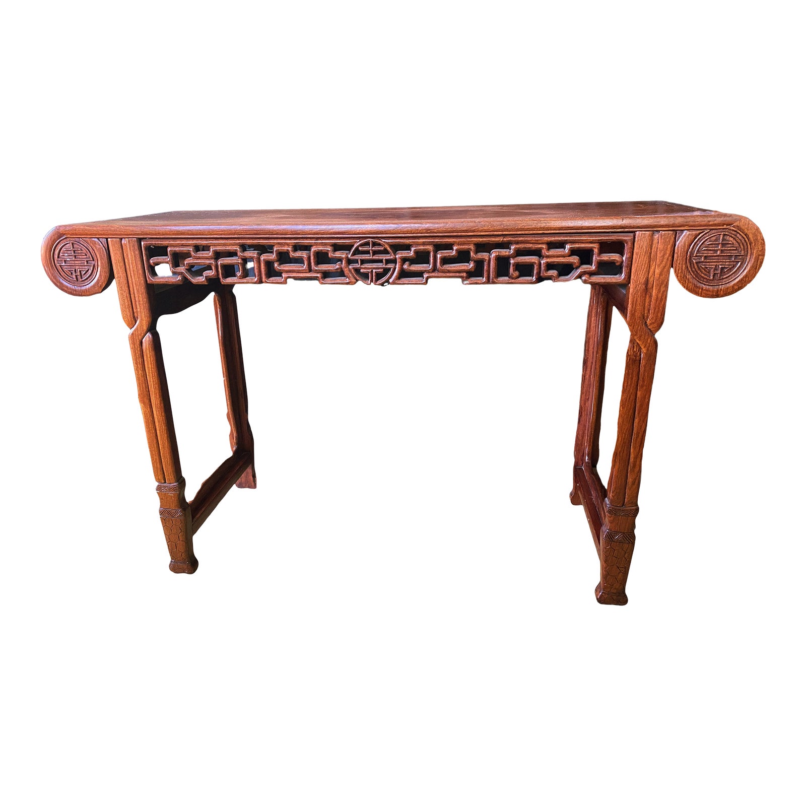 Chinoiserie Vintage Solid Wood Altar Console Table | Chairish