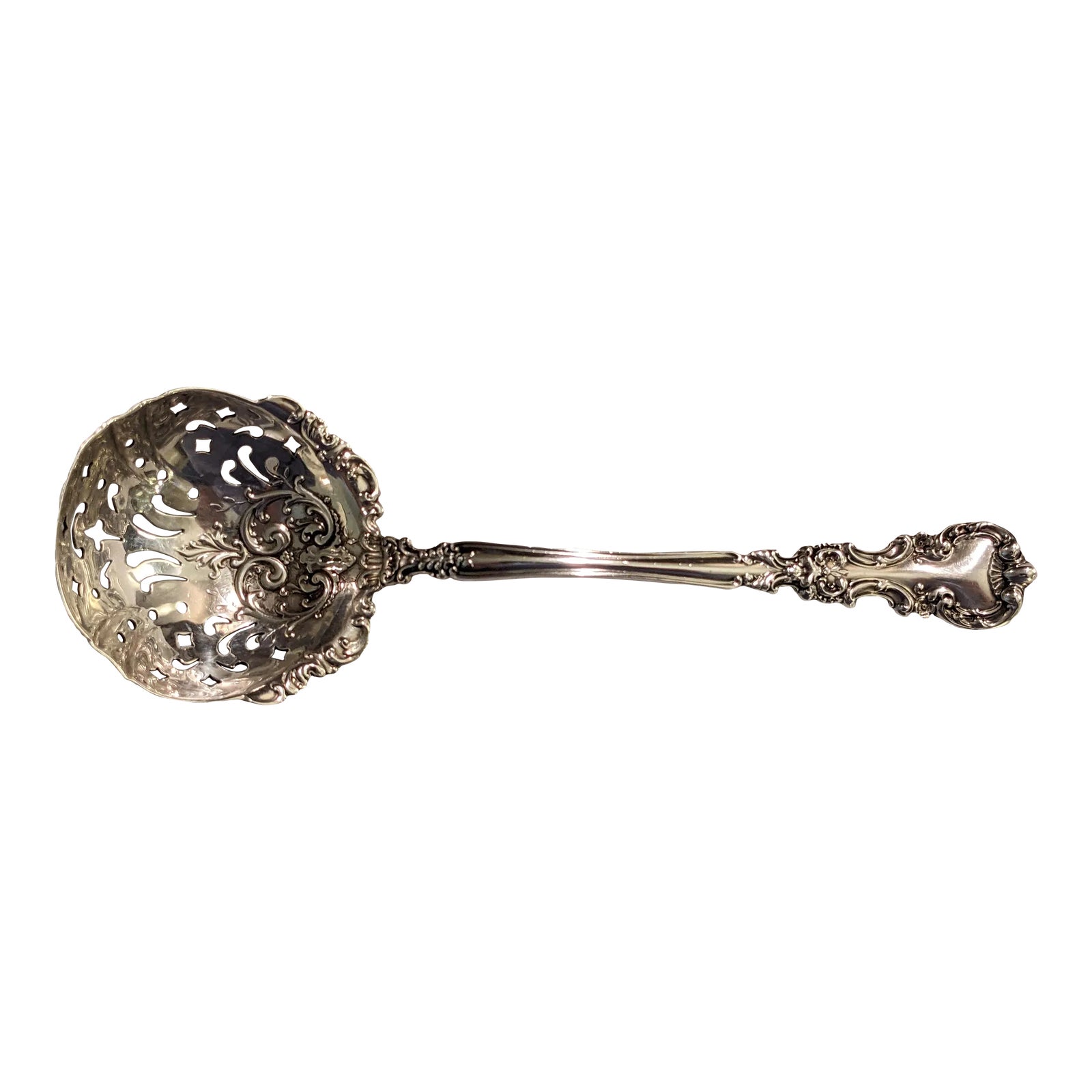 Early 20th Century Sterling Silver Pierced BonBon Nut Spoon | Chairish