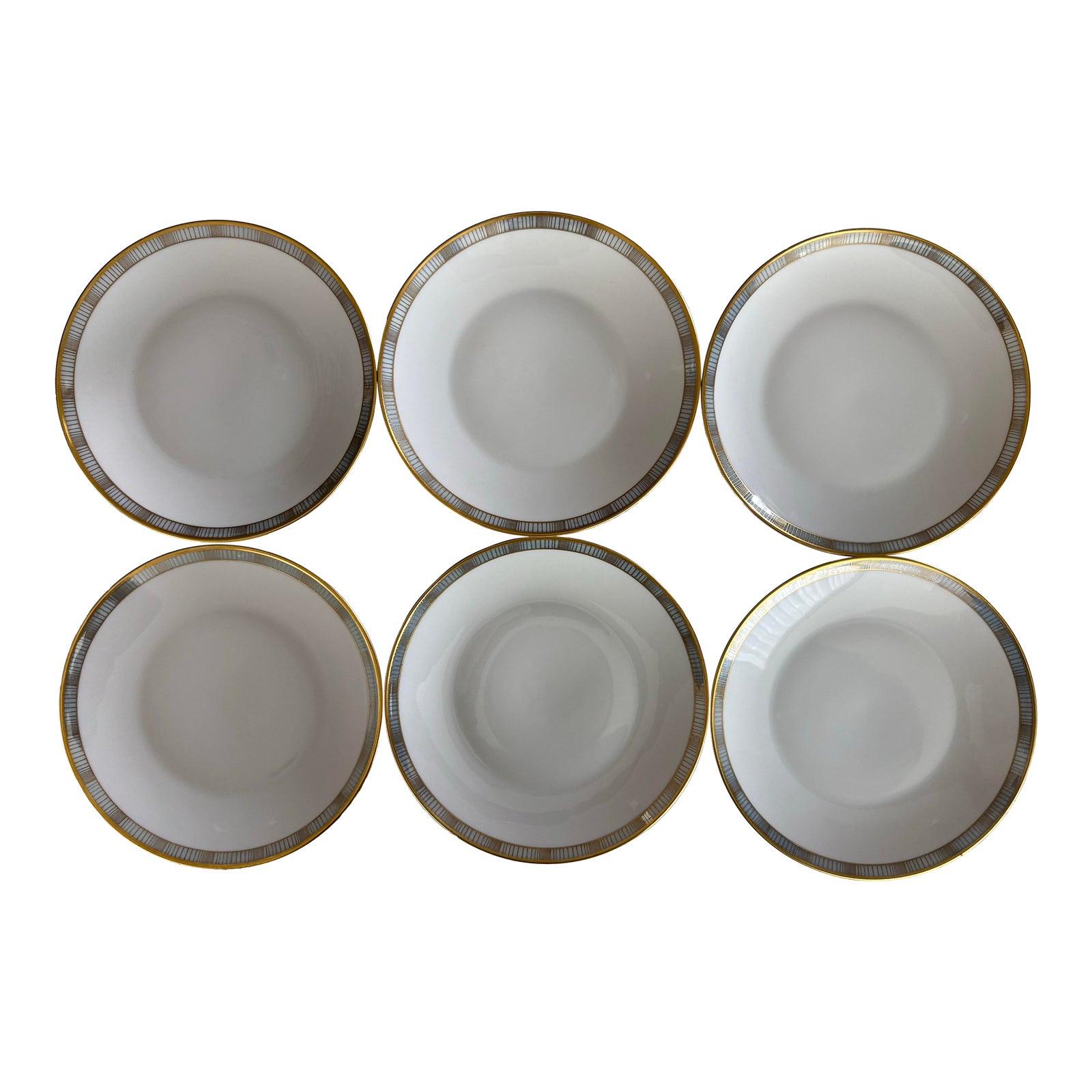 Mid Century Rosenthal Plates in the Continental Blue Band Gold Lines ...