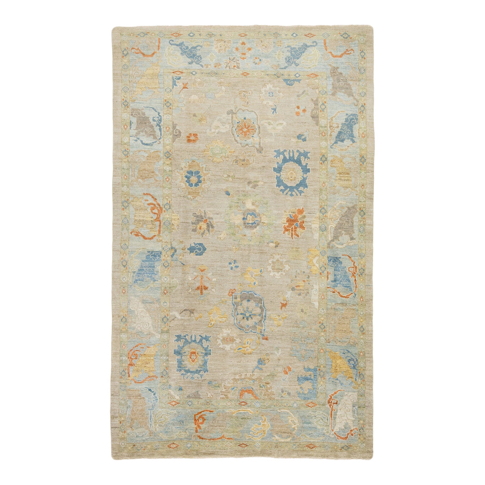 Apadana's Contemporary Light Brown Sultanabad Wool Rug With Allover ...