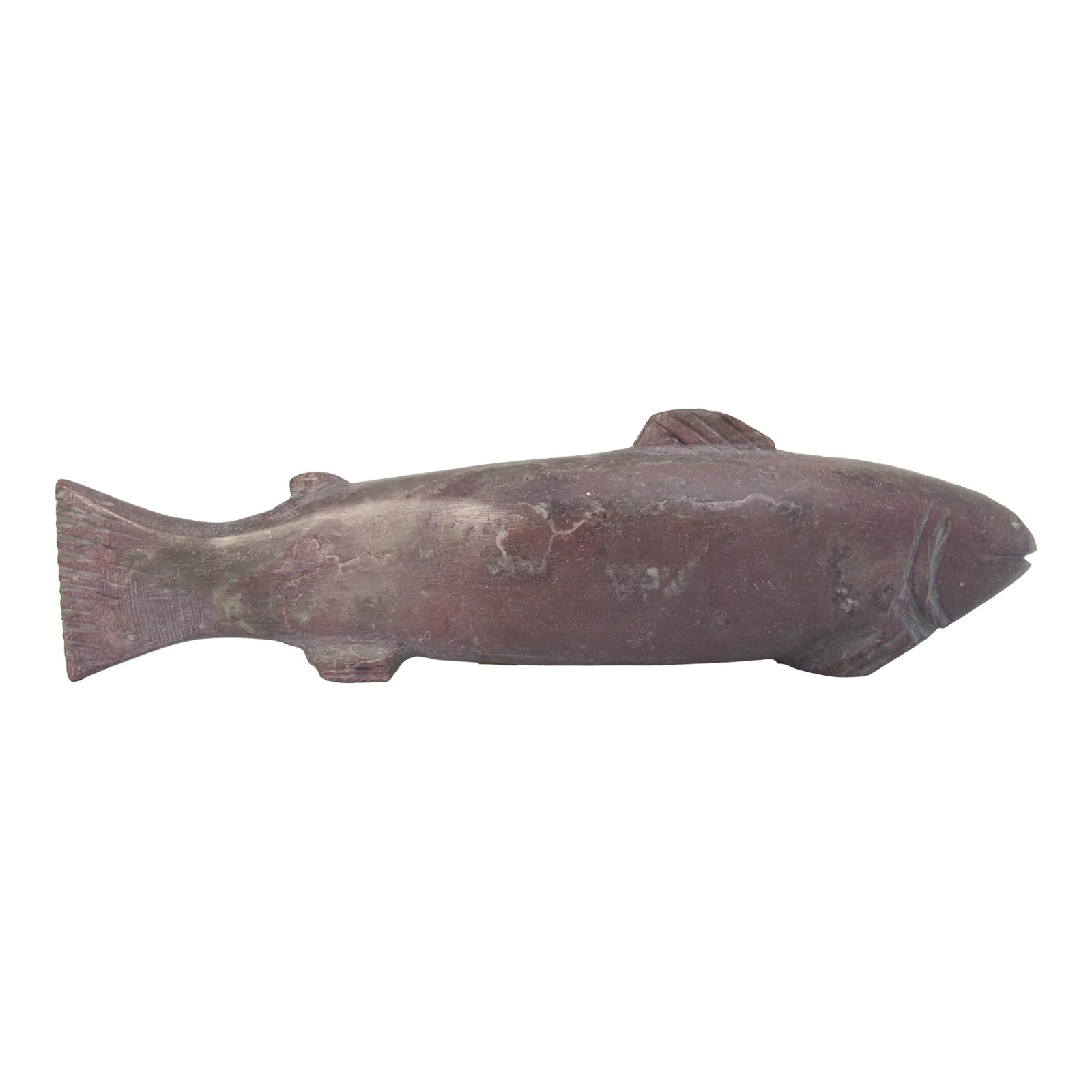 Helen P Miyok Canadian Inuit Soapstone Carved Salmon Fish Sculpture ...