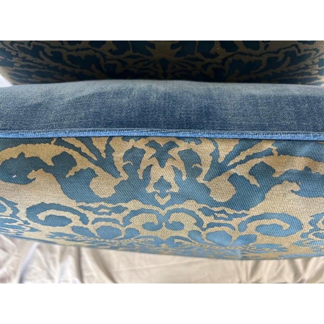 Pair of Vibrant Blue & Gold Metallic Fortuny Textile Pillows | Chairish