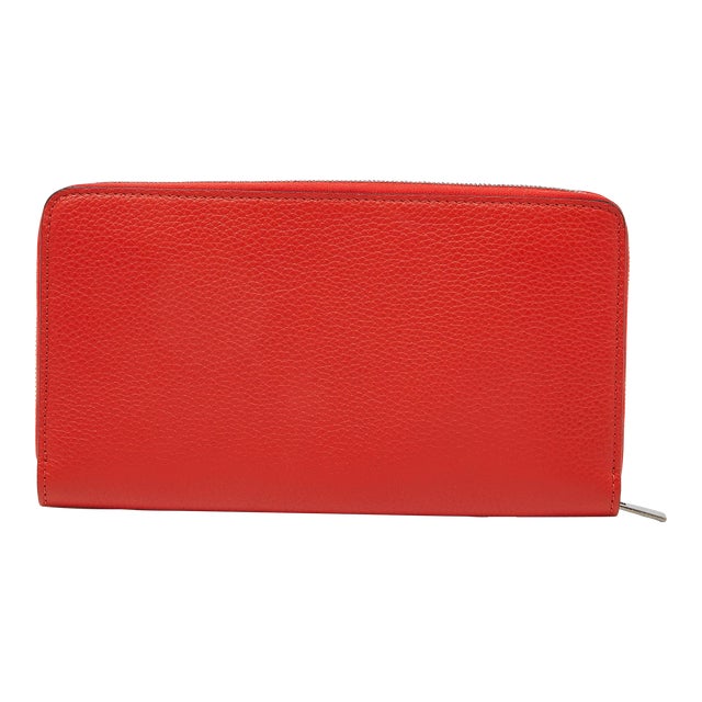 Celine Red Leather Zip Around Wallet | Chairish