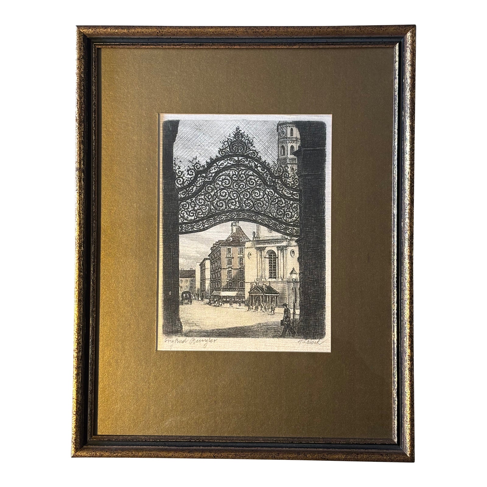 Vintage Hans Leisch Signed Original Etching on Silk - St. Michael's ...