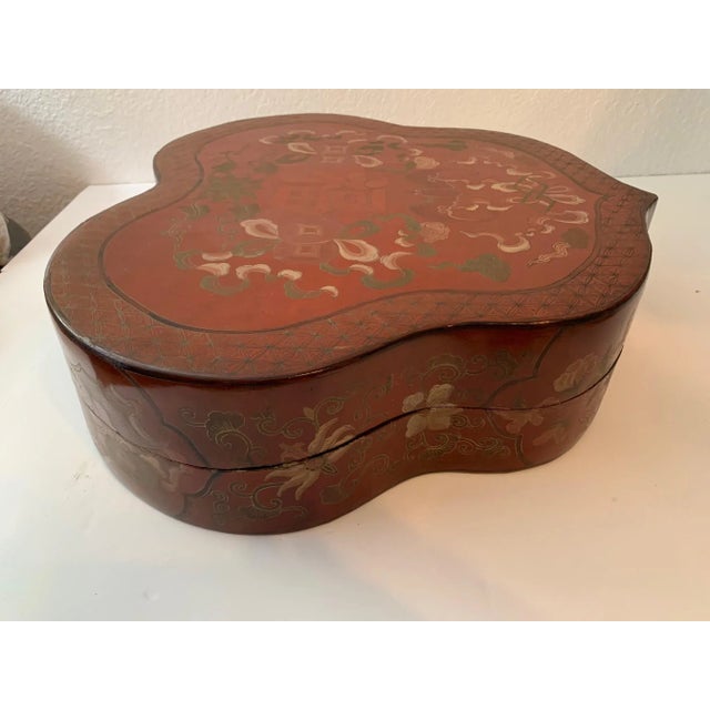 1910s Chinese Lacquered Heart Storage Box | Chairish