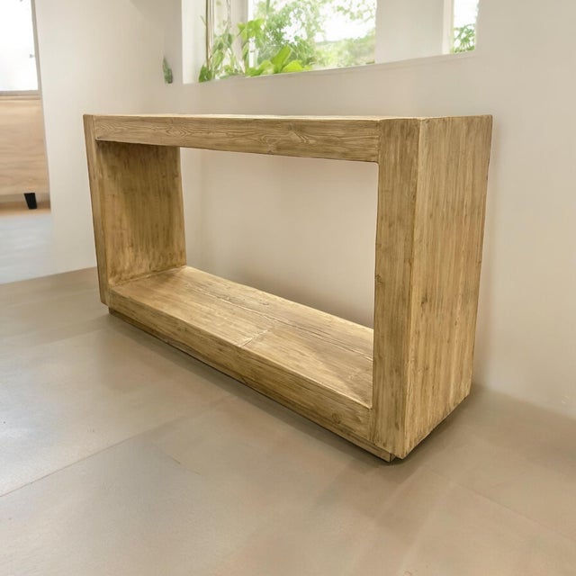 Natural Reclaimed Elm Wood Rectangle Console Table | Chairish
