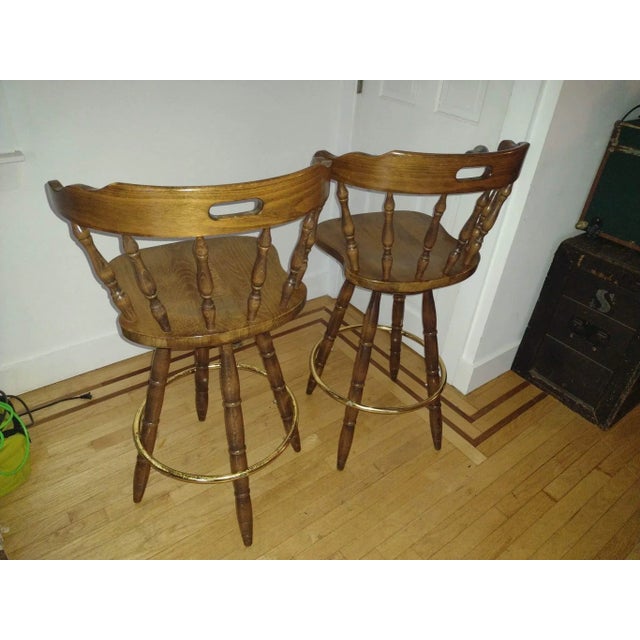 1990s Pair of Vintage KLI Captains Pub Stools | Chairish