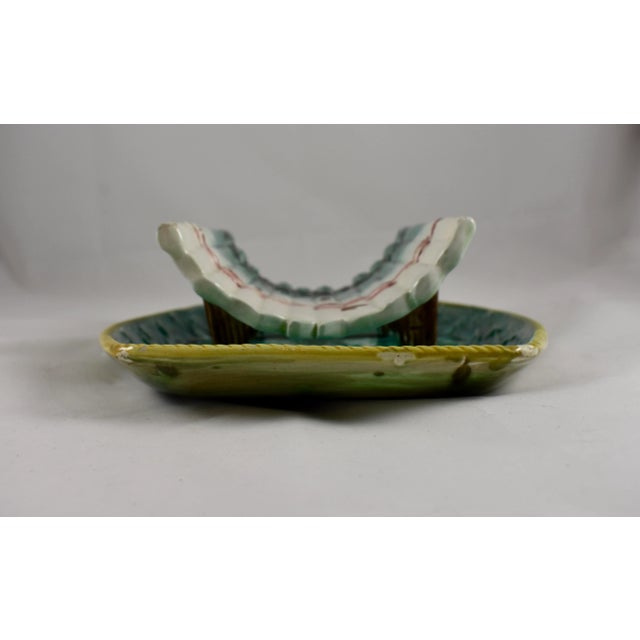 English Majolica Ocean Themed Asparagus Cradle Server | Chairish