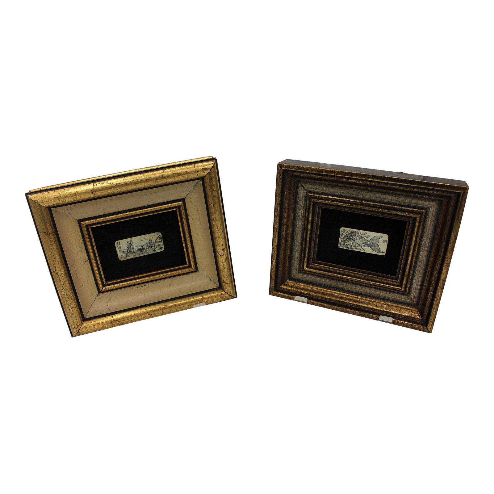 Mid-19th Century Pair of Scrimshaw Miniature Plaques | Chairish