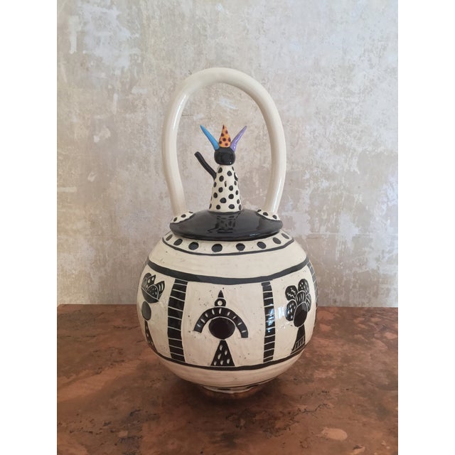 Jane Lowe Studio Pottery African Style Lidded Coil Pot | Chairish