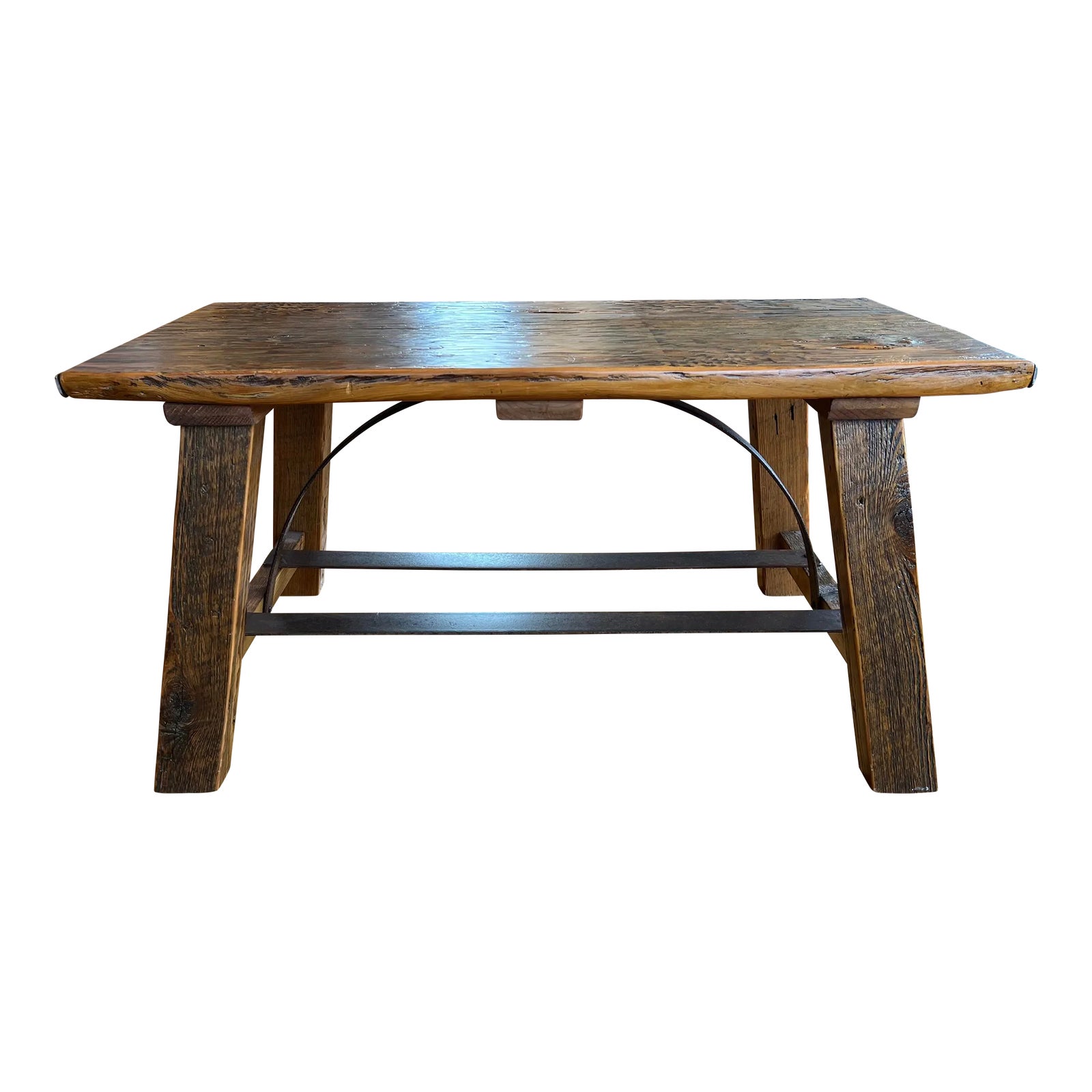 Custom Made Coffee Table With Bent Iron | Chairish