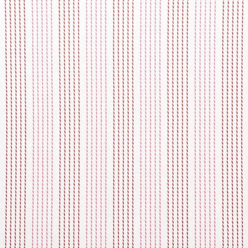 Schumacher Running Stitch Fabric in Red & Pink | Chairish