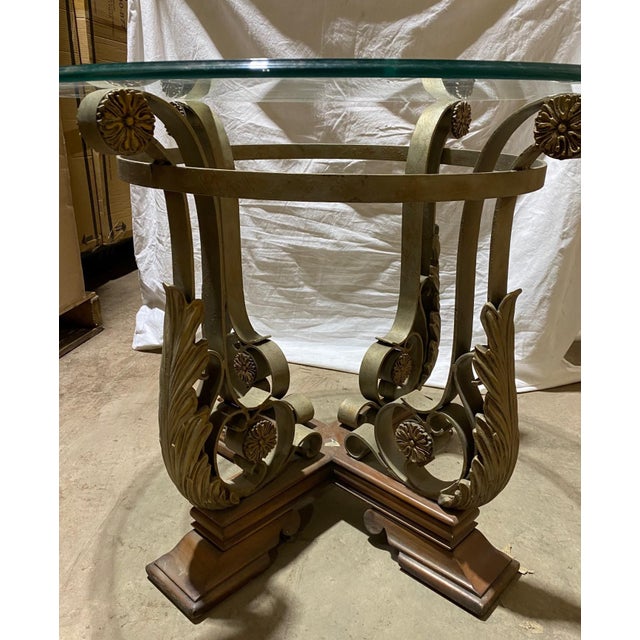 Traditional Vintage Glass Top Side Table | Chairish