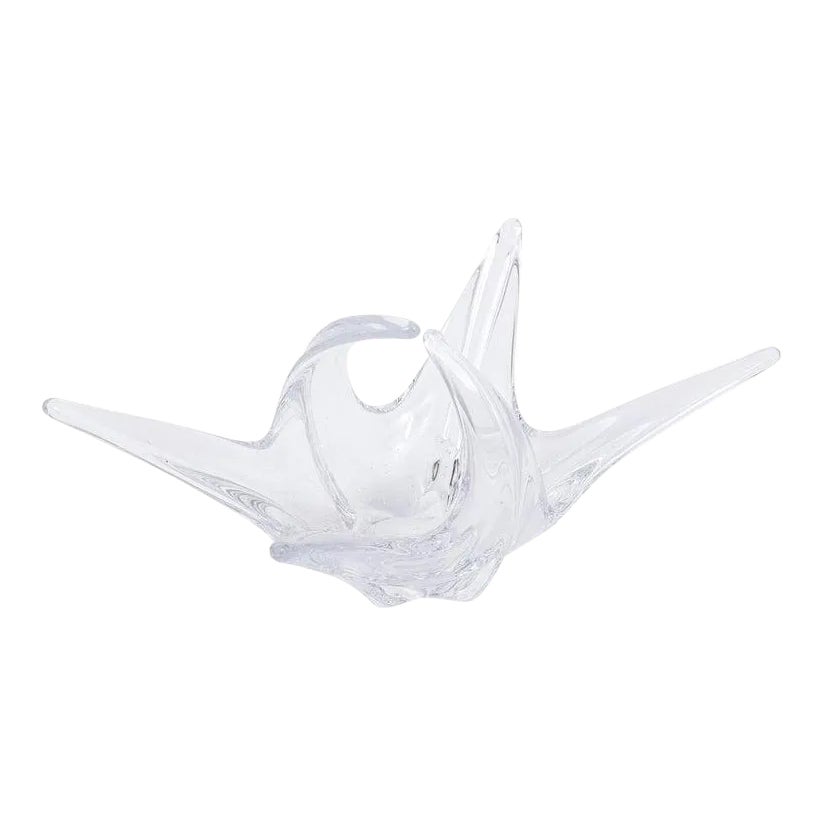 Modern Handkerchief Glass Bowl With Handle | Chairish